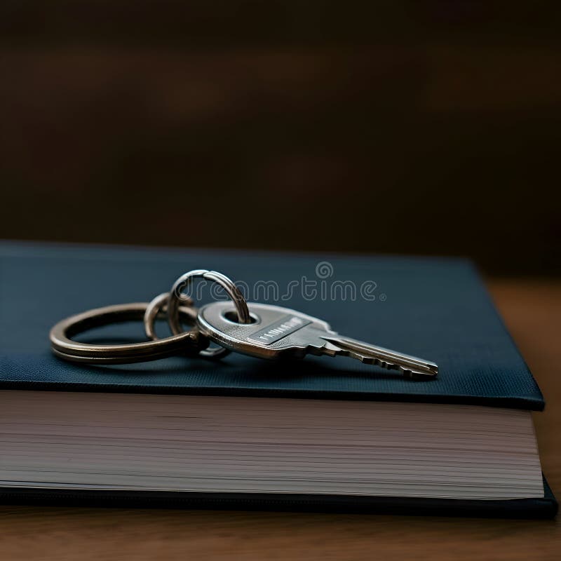 AI-Generated Mystery Unlocked: Dark Blue Book with Silver Key Stock ...