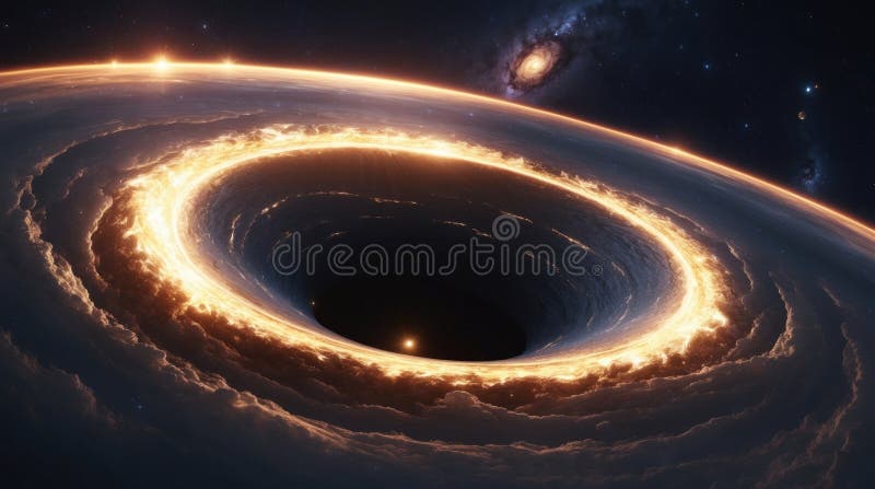 Cosmic Vortex: Glowing Nebula and Celestial Body Stock Illustration ...