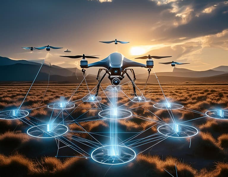 Advanced Drone Network Security System Stock Illustration ...