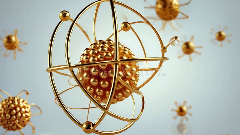 Golden Atomic Structure stock footage. Video of visualization - 379855718