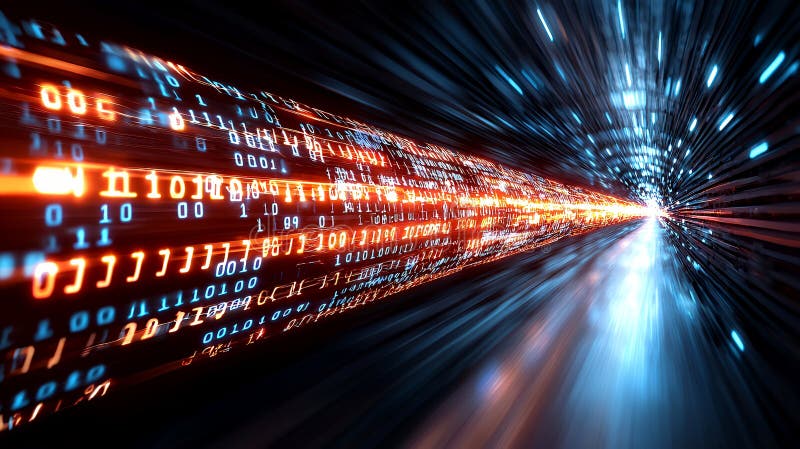 Binary Code Tunnel High Speed Digital Data Stock Illustration - Illustration of pattern, highway ...