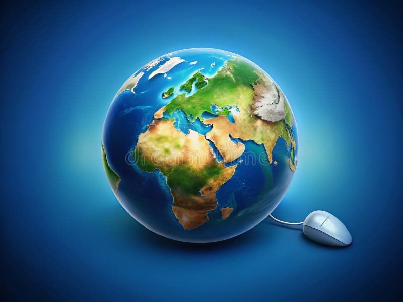 Global Connectivity and Digital Interaction a Mouse Cursor Hovers Over ...