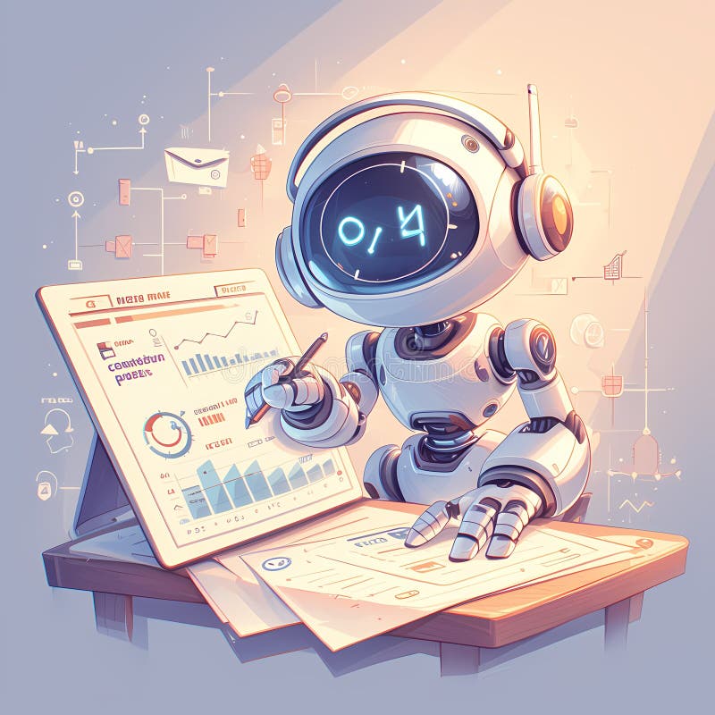 Robotic Accountant: Futuristic Financial Analysis Stock Illustration ...