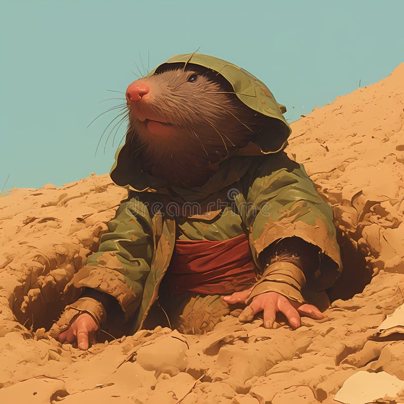 Diligent Mole Ninja in Action Stock Illustration - Illustration of ...