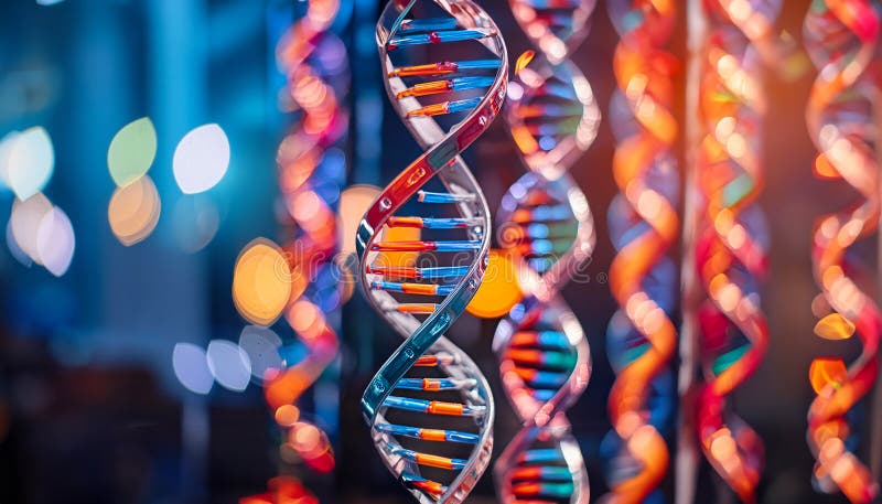 A Captivating Image of a DNA Model, Illuminated by Multicolored Lights ...