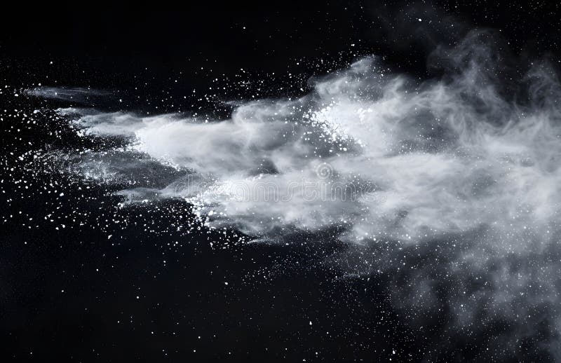 Dramatic Visual of White Powder Cloud Moving Dynamically on Black ...