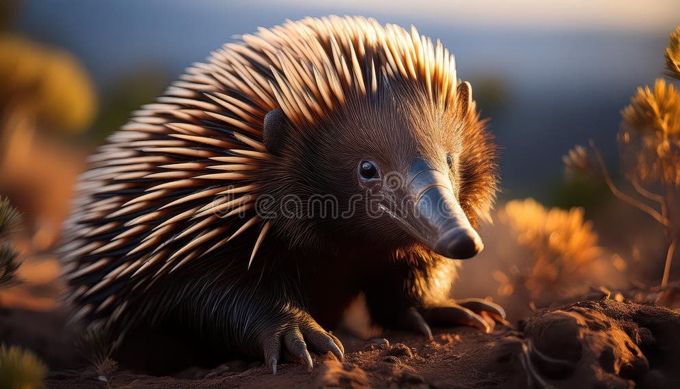 Echidna Roaming the Red Earth of the Australian Outback, Captivating ...