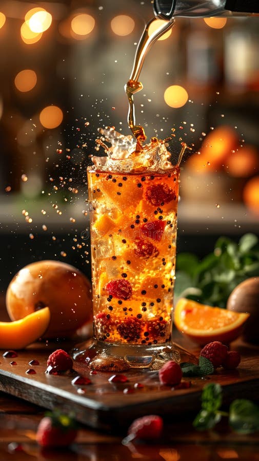 Captivating Image of Effervescent Mango Cocktail with a Dynamic Pour ...