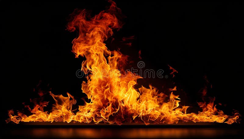 Fire Isolated Over Black Background Stock Image - Image of darkness ...