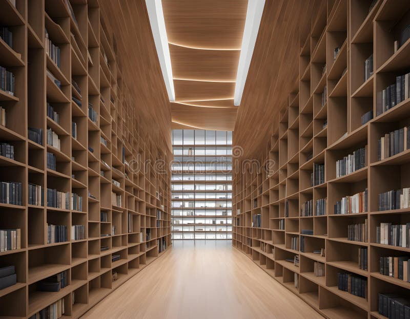 A Captivating Image of an Empty Bookshelf in a Modern Library Setting ...