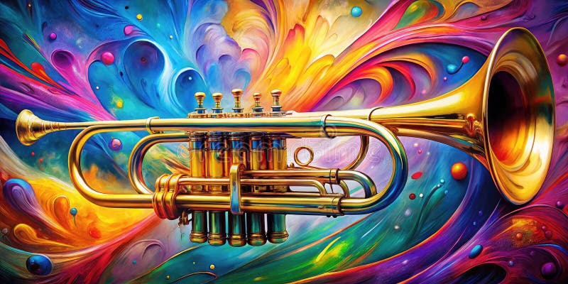 A Surreal Symphony of Color an Abstract Trumpet Painting in Vibrant ...