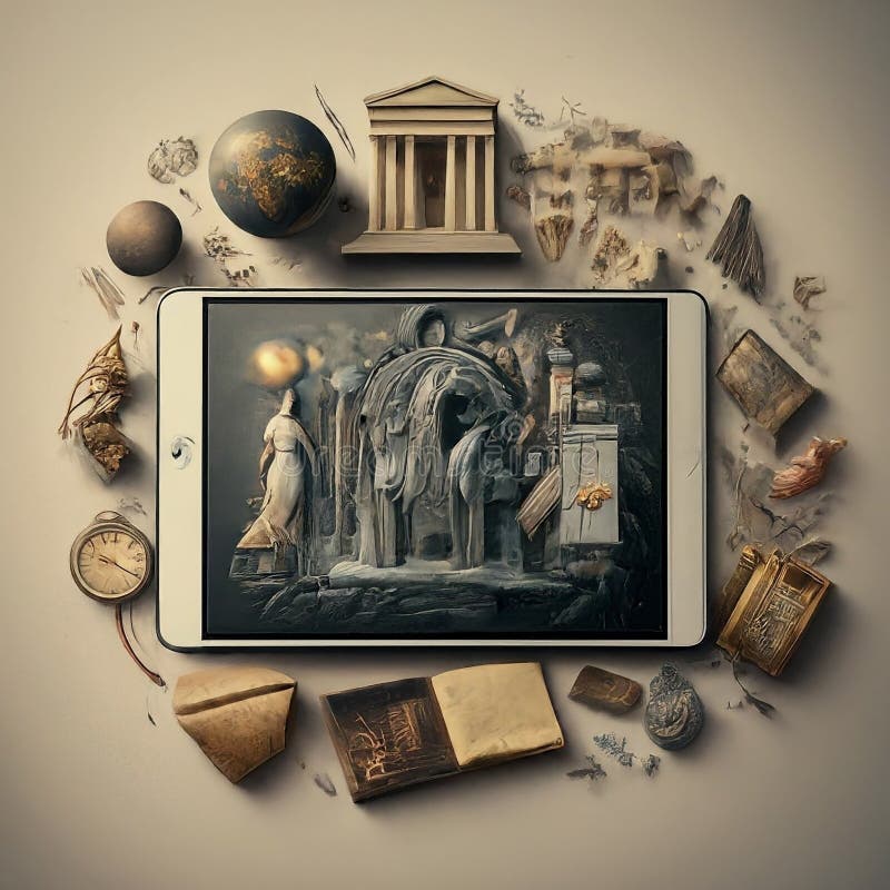 Timeless Technology: a Digital Journey through History Stock Image ...