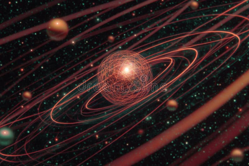 Abstract Representation of a Cosmic Sphere Surrounded by Swirling ...