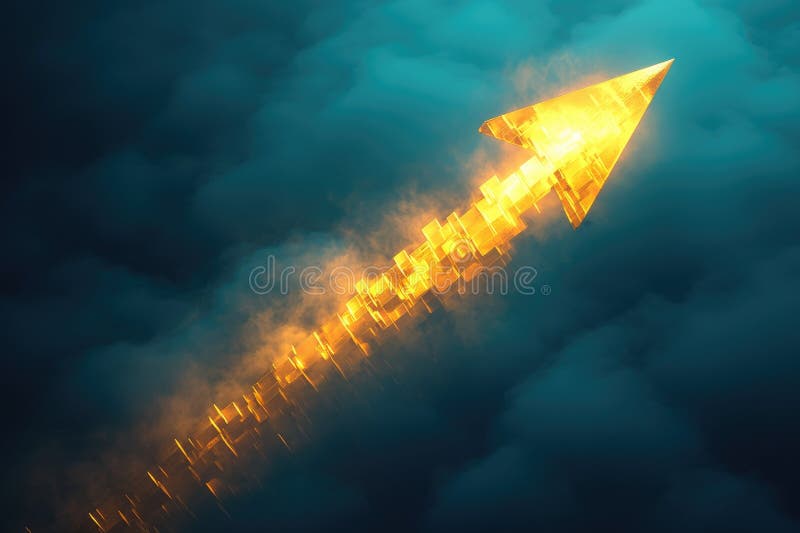 Bright Arrow Pointing Upward in Dynamic Background Stock Illustration ...