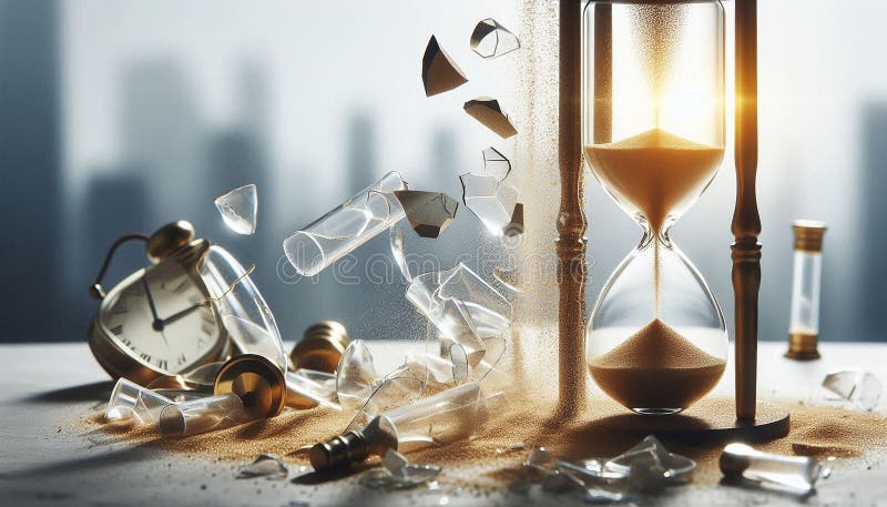 Broken Hourglass Symbolizing Time and Change Stock Illustration ...