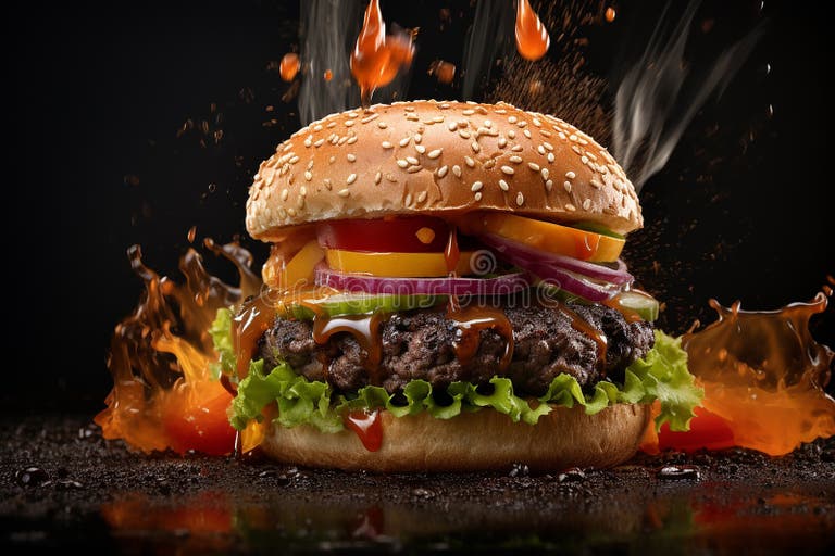 Floating Burger Ingredients Stock Illustrations – 2,111 Floating Burger ...