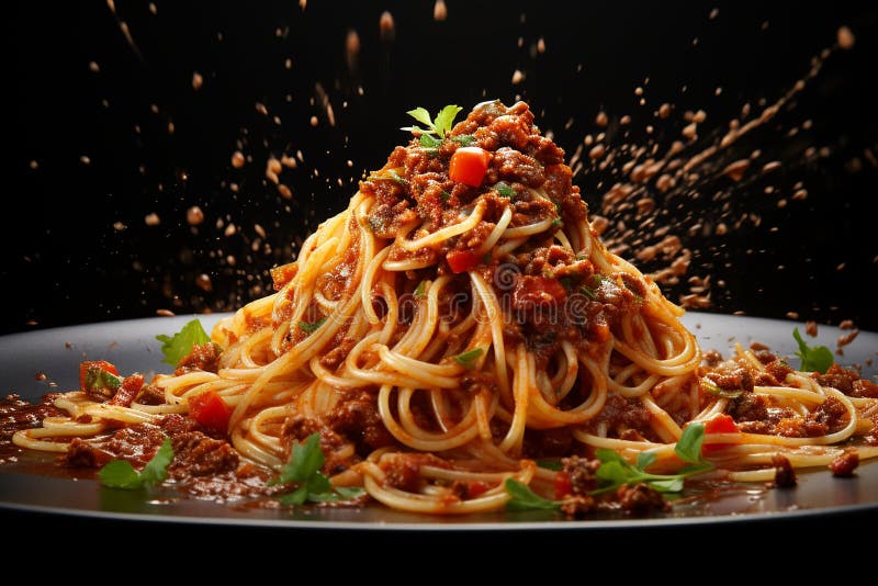 Floating Sauce Spaghettis Shot Stock Illustration - Illustration of ...