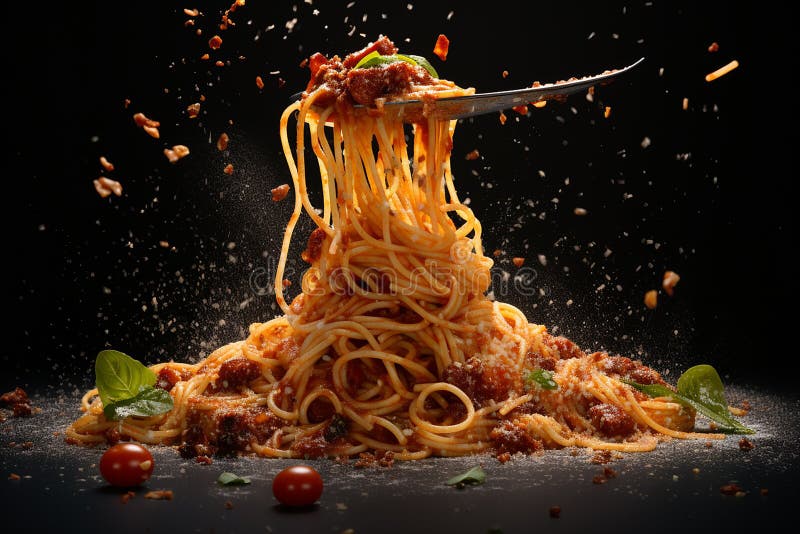 Floating Sauce Spaghettis Shot Stock Illustration - Illustration of ...