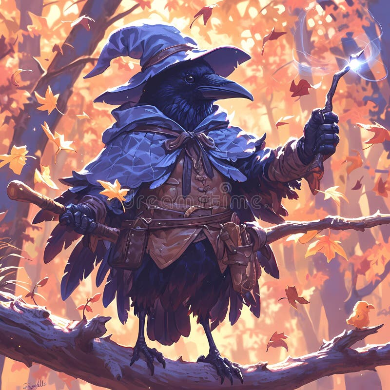Wizard Crow, a Magical Winged Creature Stock Illustration ...