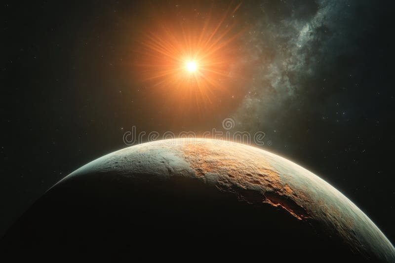 Stunning Planetary View with Radiant Sunlight and Cosmic Background in ...