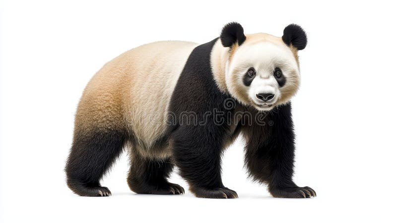 Adorable Giant Panda Standing on White Background in Studio Setting ...