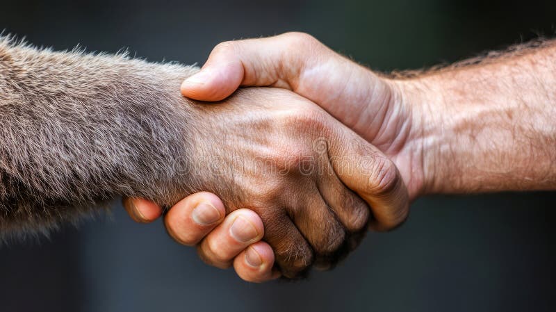 Close-Up of Handshake between Human and Animal Illustrating Connection ...