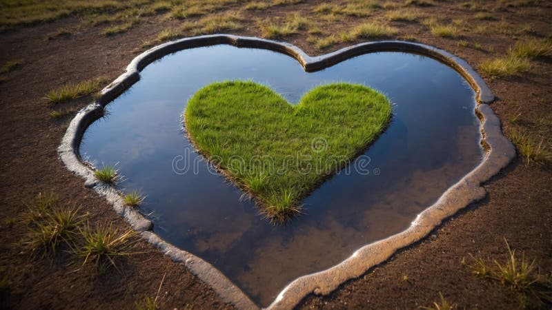 Heart-shaped Puddle Reflects Sky, Showcasing Nature S Beauty in a ...