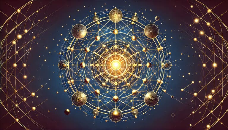 Radiant Sacred Geometry Design with Golden Interlocking Patterns Stock ...