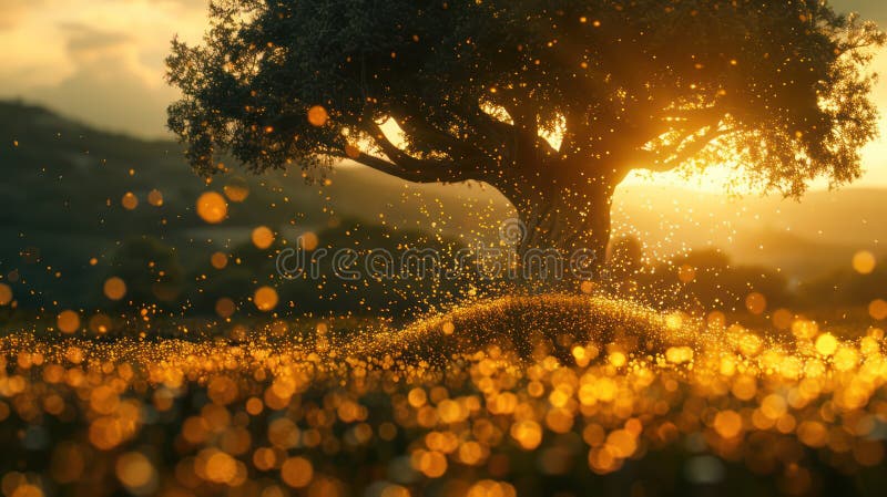 Mustard Seed Sprouting Beneath Majestic Tree Stock Illustration ...