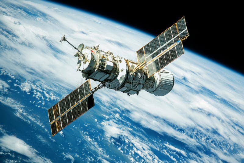 A Stunning Satellite Floats Above Earth. the Intricate Design Showcases ...