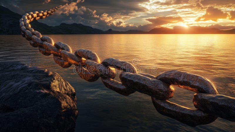 A Dramatic Sunset Casts a Warm Glow Over a Shimmering Lake. a Large ...