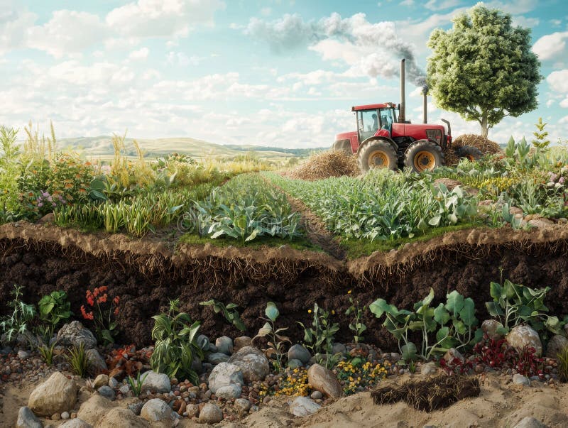Exploring Sustainable Agriculture: a Tractor Nurturing Plants in a ...