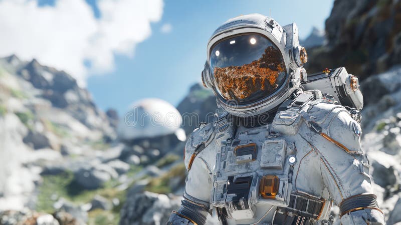 Triumphant Astronaut on Alien Exoplanet: Heroic Pose and Vibrant ...