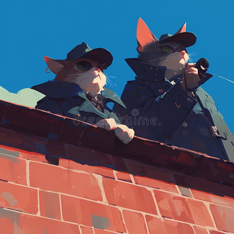 Feline Sleuths: Detectives in Disguise! Stock Illustration ...