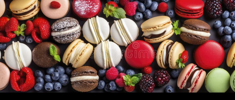 Assorted Collection of Various Types of Macaroons Arranged Together ...