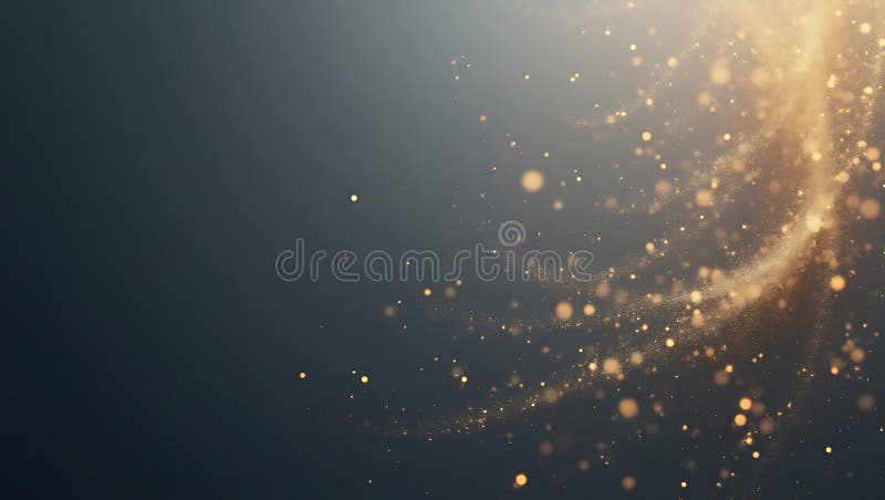 Abstract Golden Particles Floating in a Dark Gray Gradient Background ...