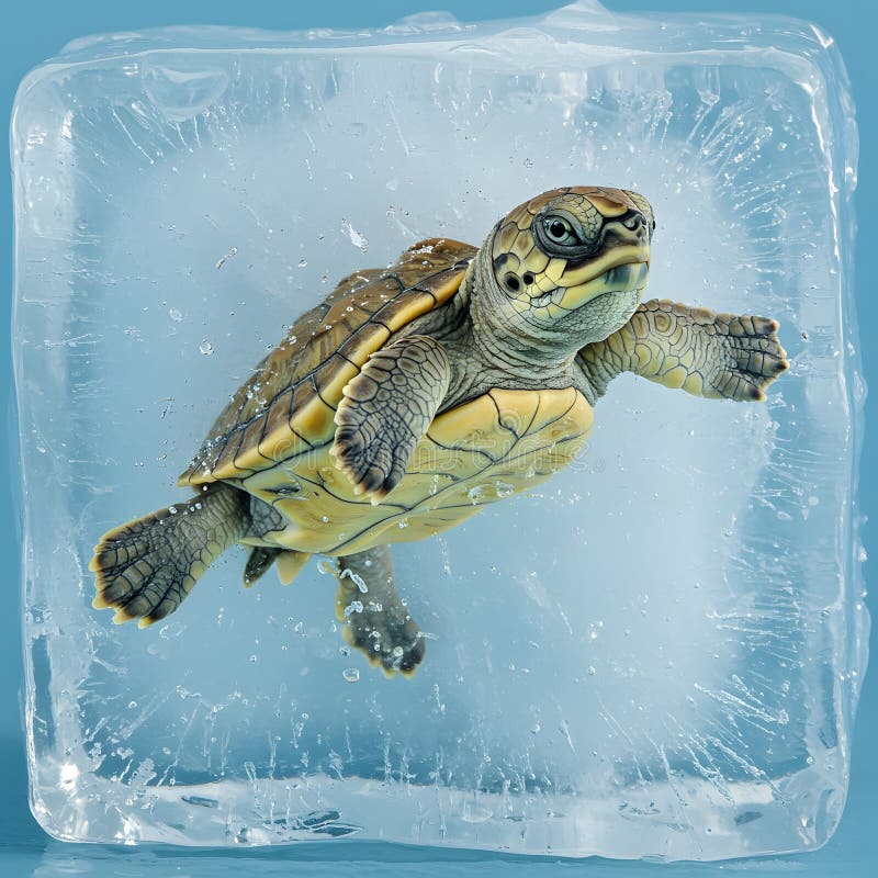 Frozen Turtle in Ice Cube stock illustration. Illustration of marine ...
