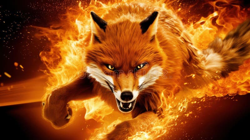 Captivating Image of a Fox Racing through Flames, Portraying Agility ...