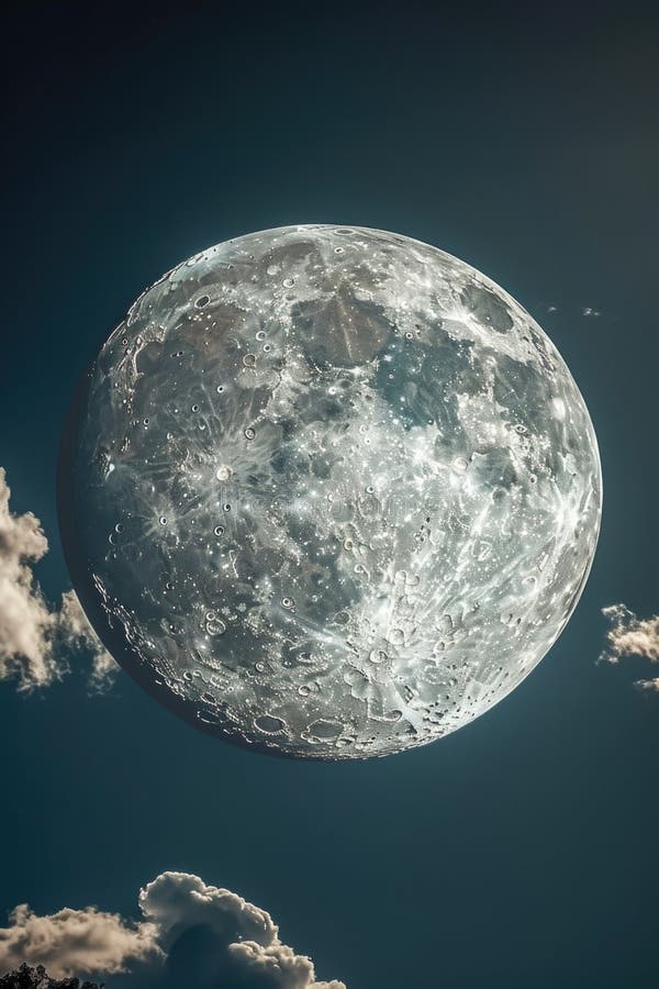 A Captivating Image of a Full Moon in a Blue Sky with Clouds. Perfect ...