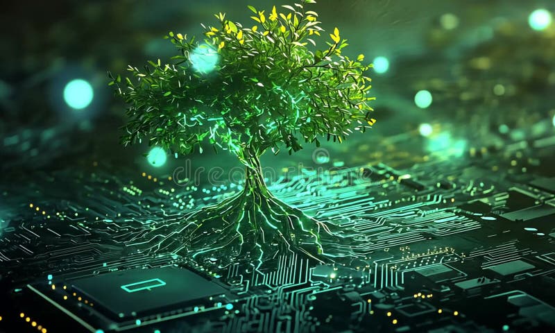 Green Tech Tree stock video. Video of technology, digital - 370209809