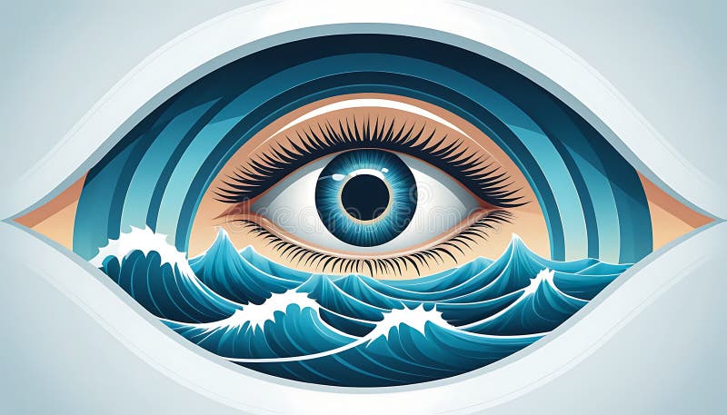 Ocean Eye stock illustration. Illustration of digital - 380483698
