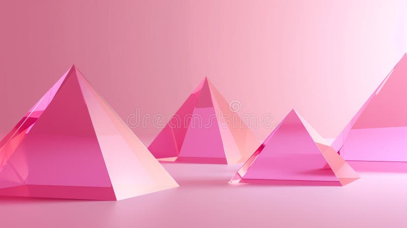 Abstract Pink Pyramids on Soft Pastel Background Stock Illustration ...