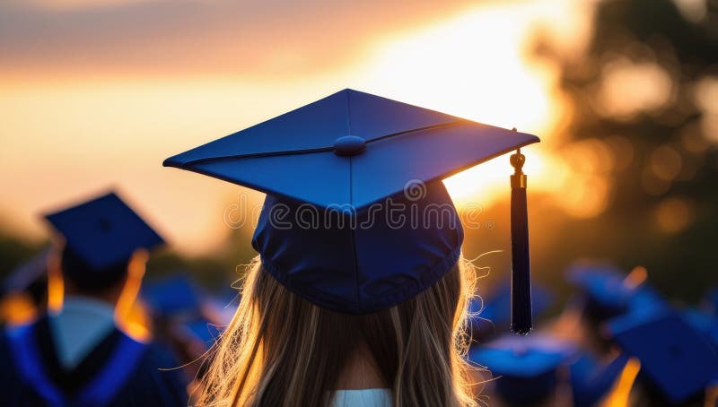 Graduation Ceremony at Sunset Showcasing Academic Achievement and ...