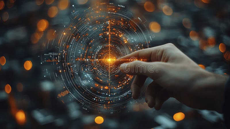 Hand Triggering Data Innovations with Finger Touch Stock Illustration ...