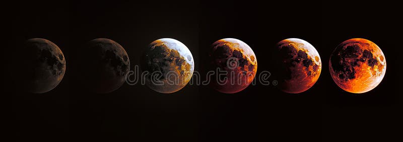 Moon in Various Phases and Colors Stock Photo - Image of planetarium ...