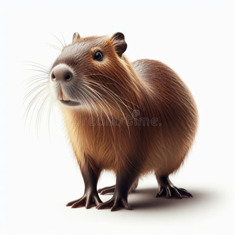 Image of Isolated Capybara Against Pure White Background, Ideal for ...