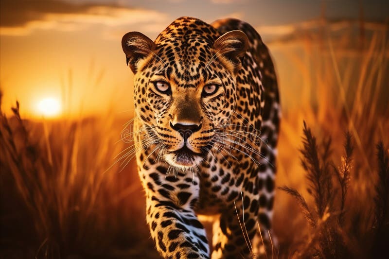 Captivating Image of a Leopard Roaming through the Golden African ...