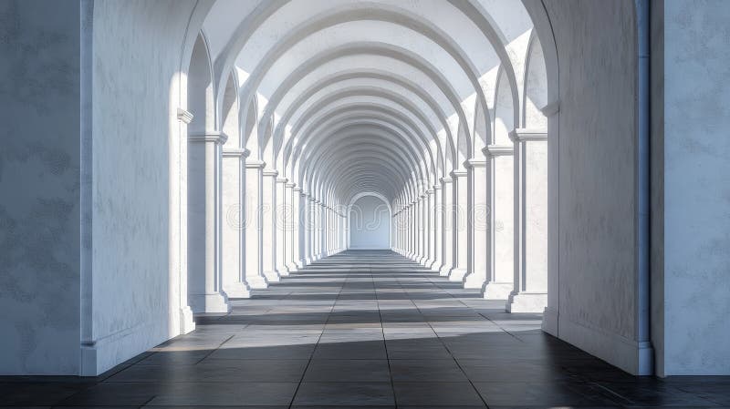 A Captivating Image of a Long White Arched Hallway the Perspective ... A Captivating Image of a Long White Arched Hallway the Perspective ...