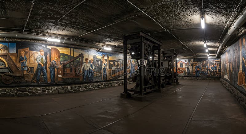 Large Mural Depicting Mining Scenes Stock Illustrations – 2 Large Mural ...