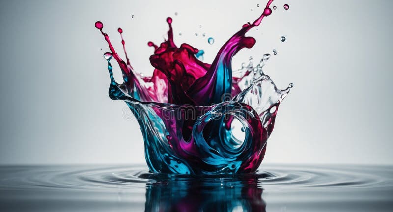 A Vibrant Splash of Mixed Colored Liquids Creating a Crown Shape on a ...